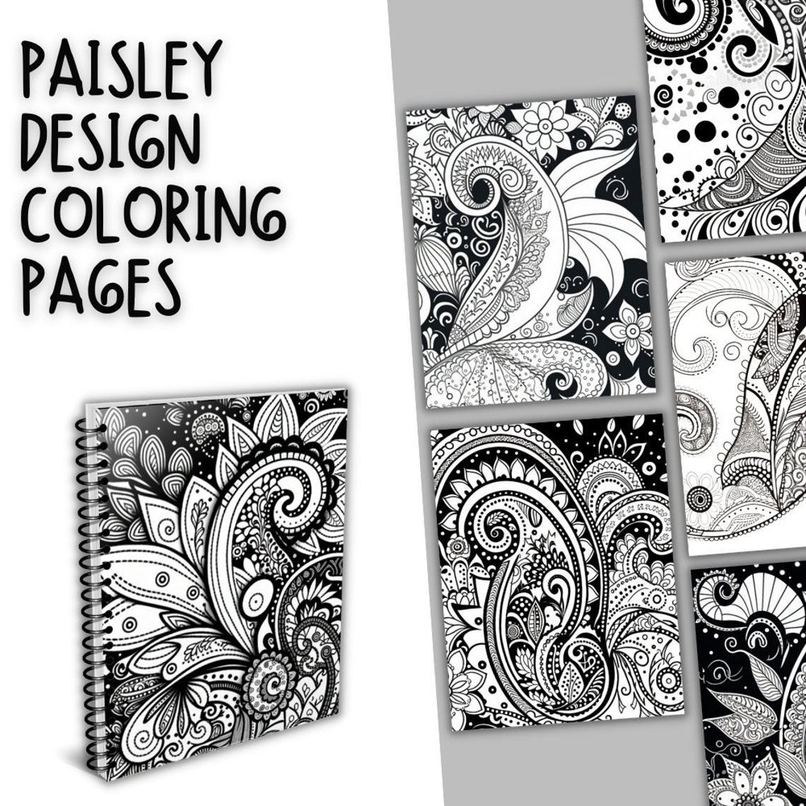 Paisley Coloring Pages, Adult Coloring Book, Folklore Paisley Coloring ...