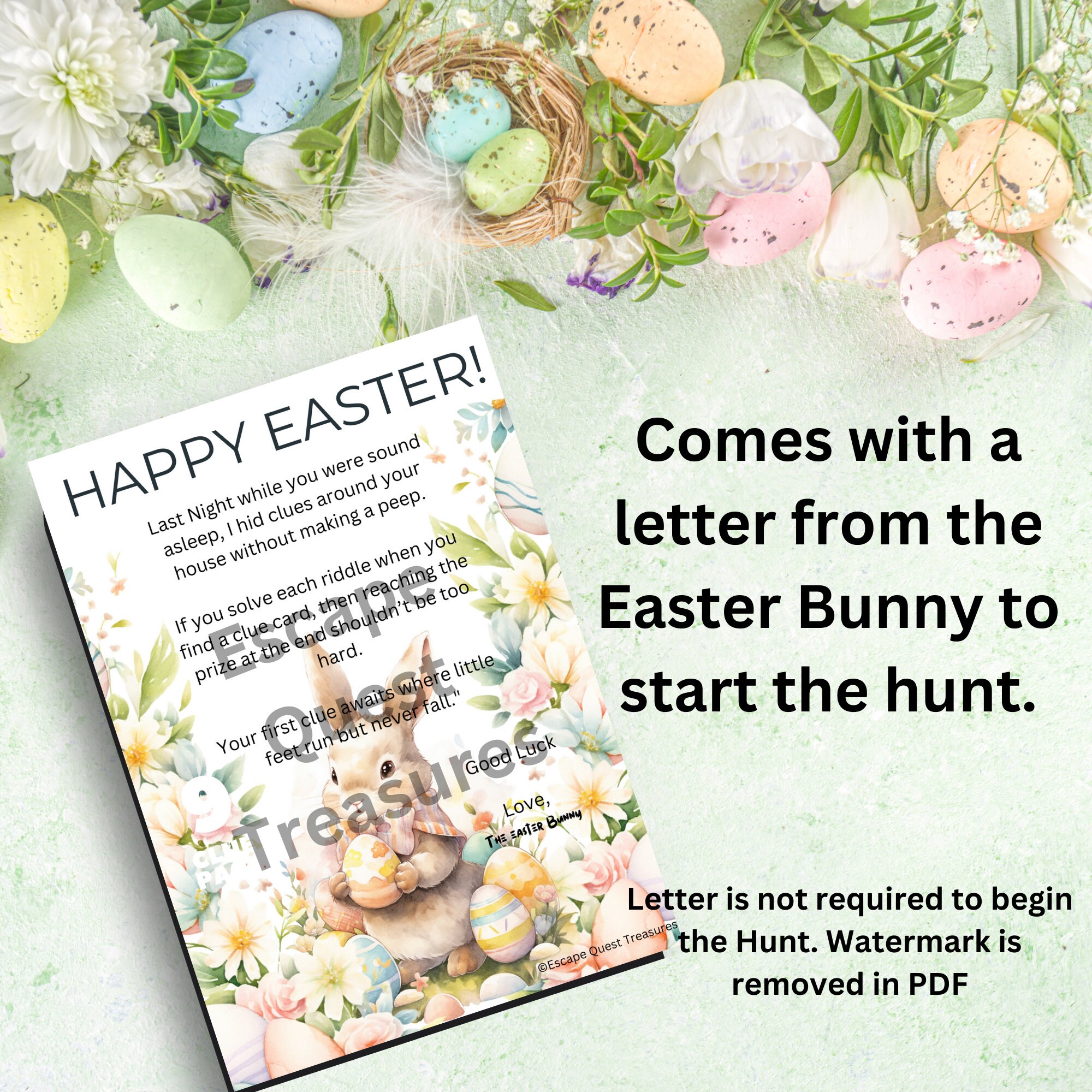 Easter Treasure Hunt Easter Scavenger Hunt for Kids Easter Bunny Letter ...