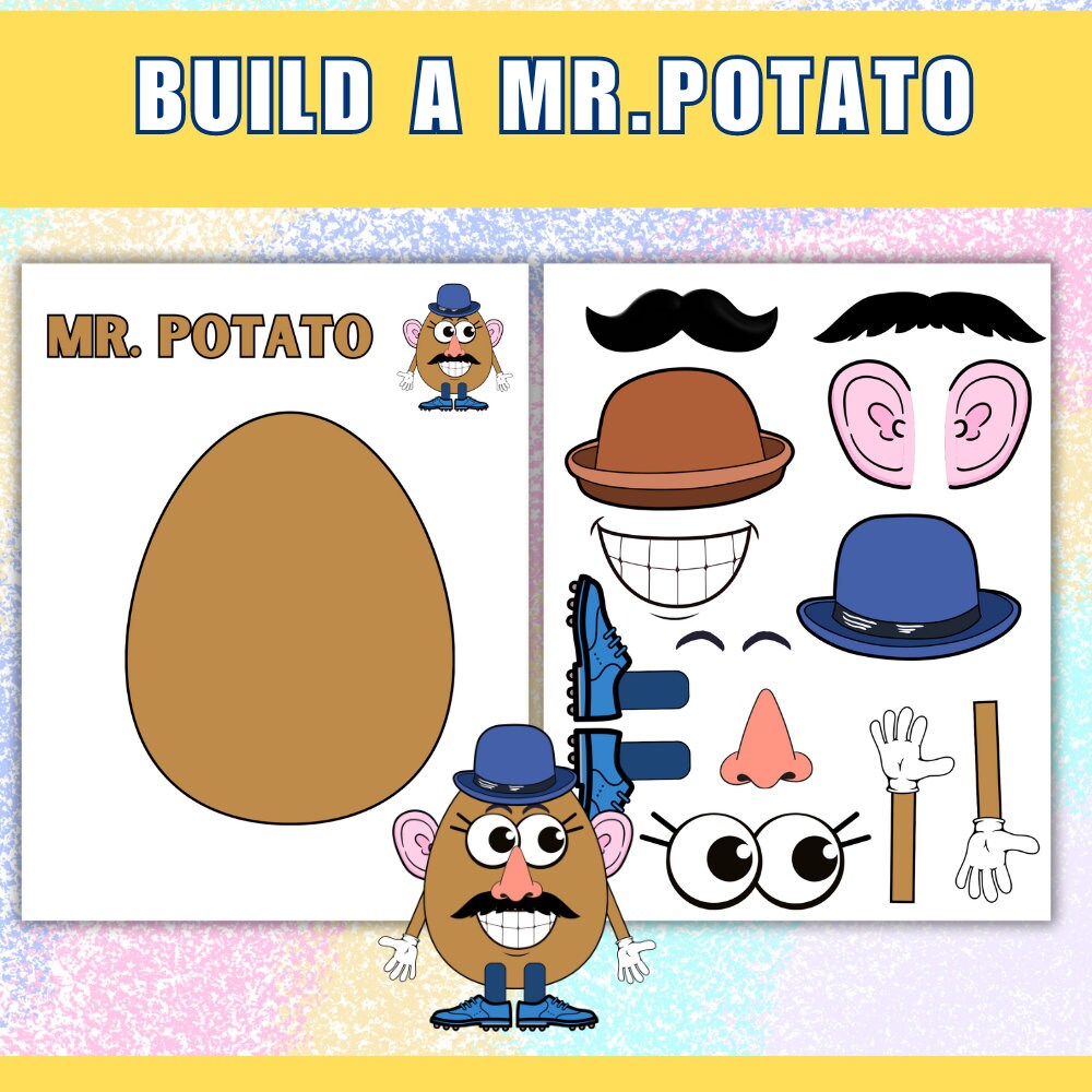 Build A Mr Potato and Mrs Potato Craft, Accessories Dress up Paper Doll ...