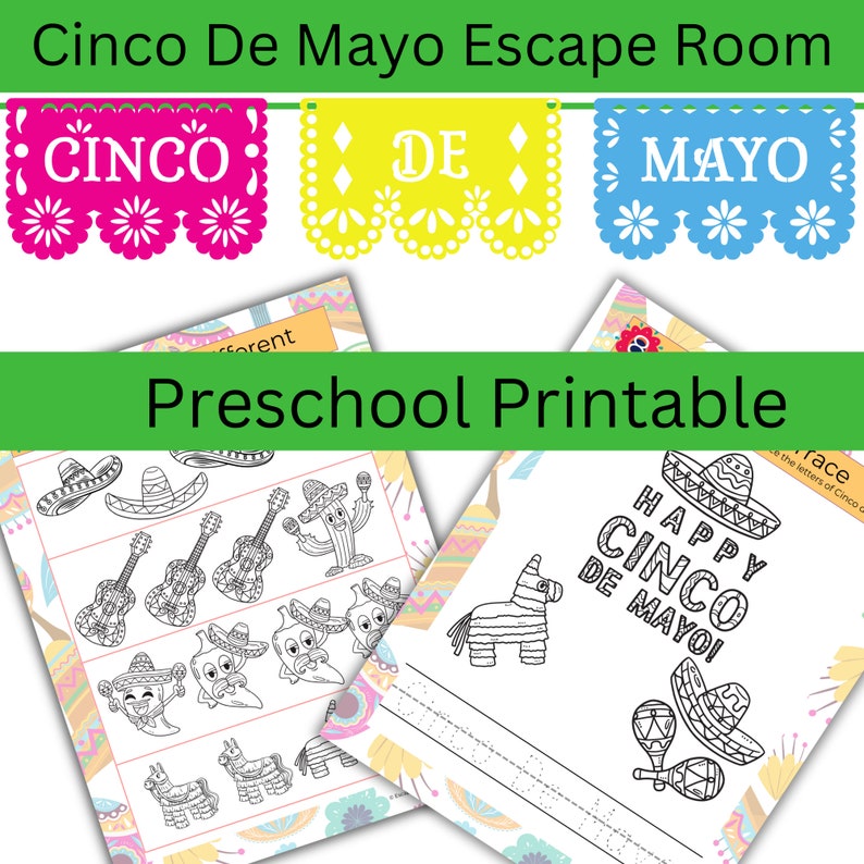 Cinco De Mayo Printable Activity Worksheets, Fiesta Activity Pack for ...