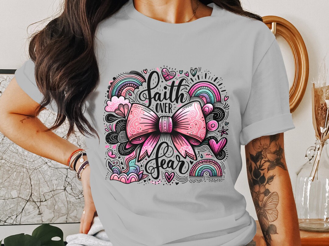 Faith Over Fear Pink Bow Png, Positive Affirmation PNG, Coquette ...