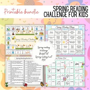 Spring Break Reading Challenge for Kids, Spring Reading Log, Printable ...