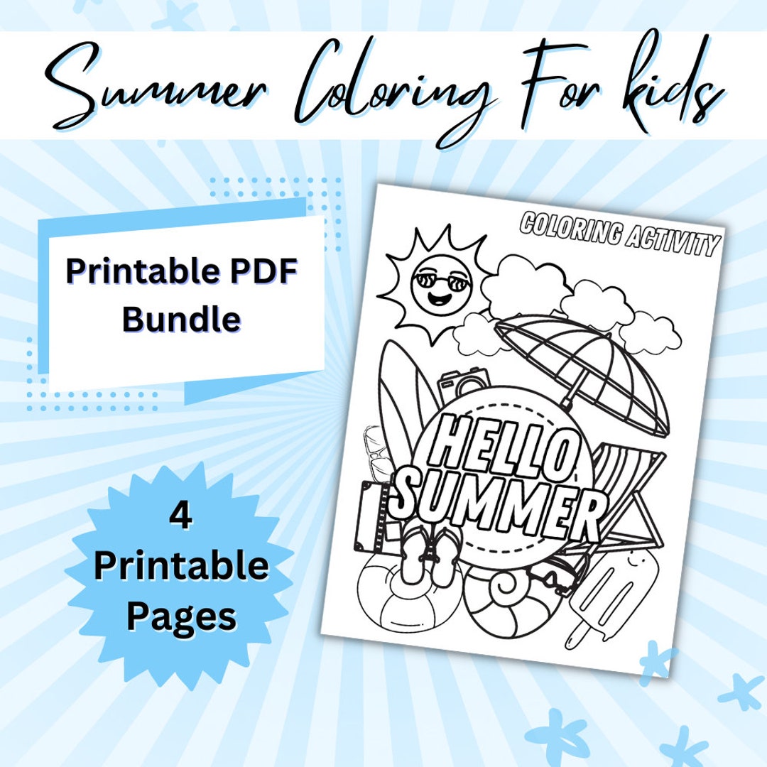 Summer Coloring Pages, Summer Activity Coloring, Kids Summer Coloring ...
