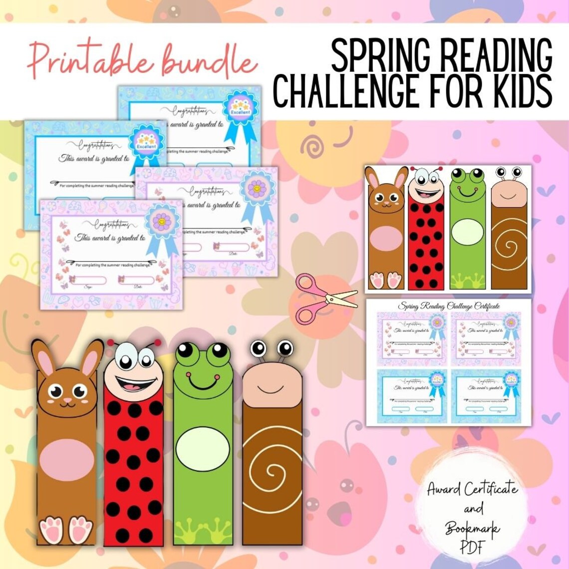 Spring Break Reading Challenge for Kids, Spring Reading Log, Printable ...