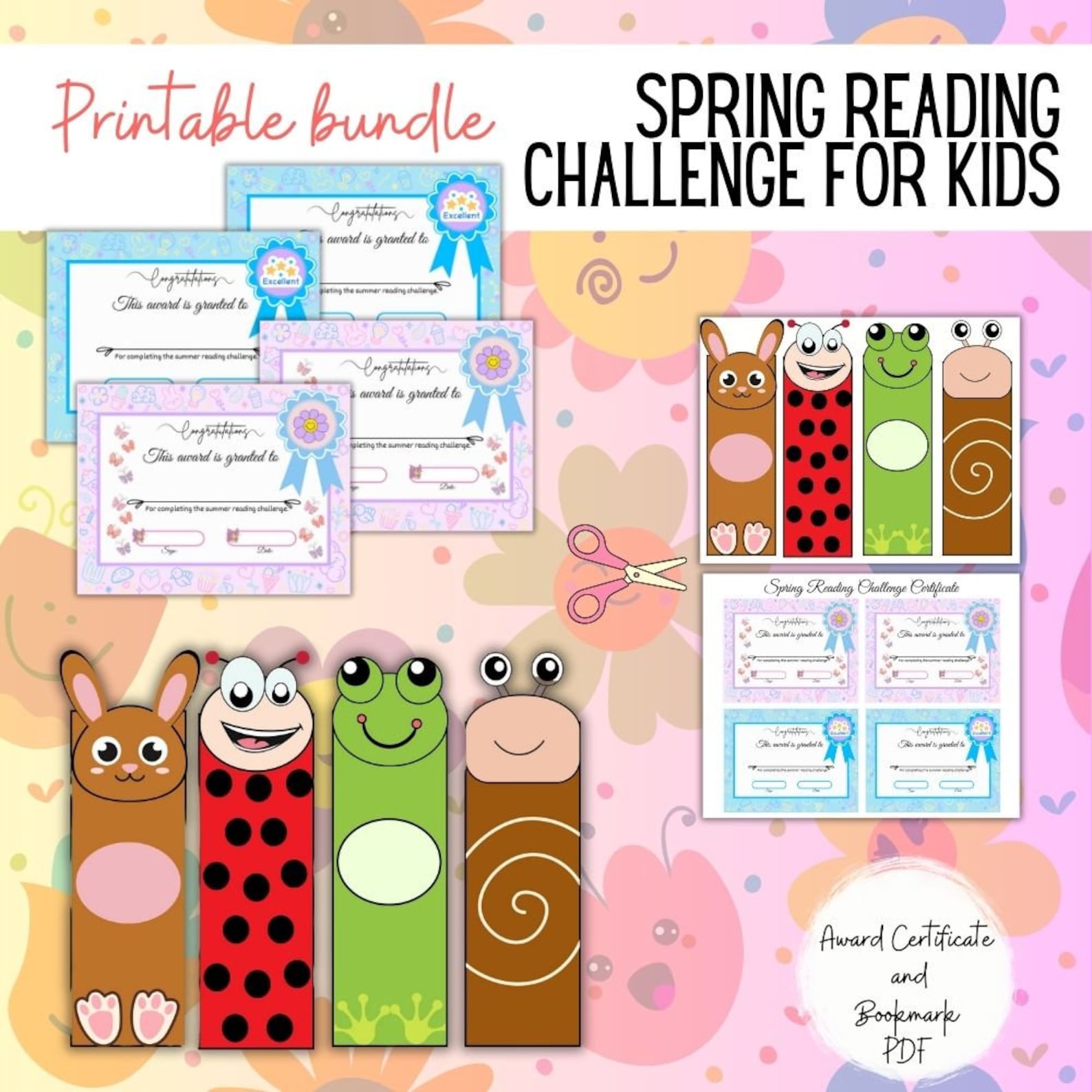 Spring Break Reading Challenge for Kids, Spring Reading Log, Printable ...