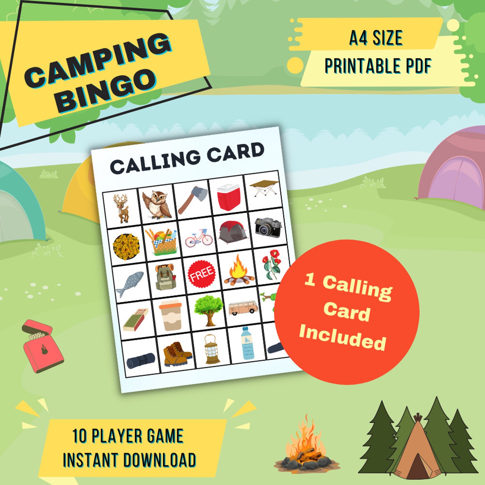 Instant Download Camping Party Game Kids Summer Camp Camping Birthday ...