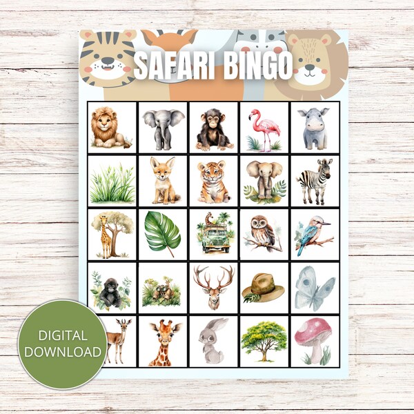 Safari Bingo - Etsy