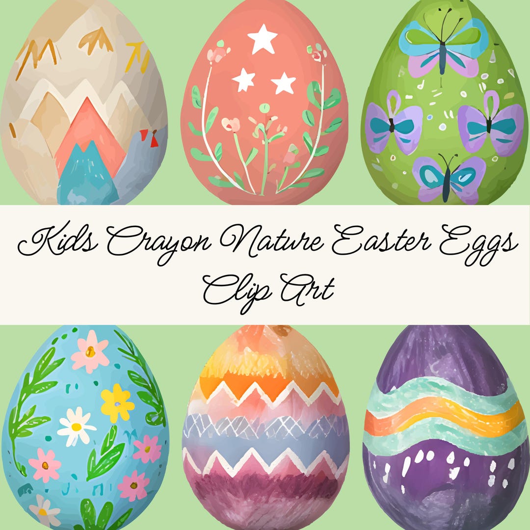 Kids Crayon Easter Egg Clipart, Hand-drawn Nature Easter Egg PNG, Cute ...