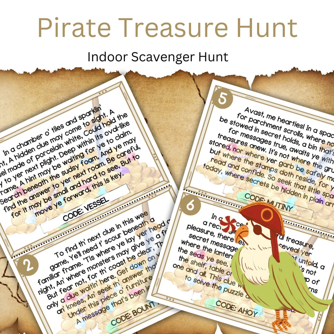 Pirate Scavenger Hunt Pirate Treasure Hunt Clues Pirate Birthday Party ...