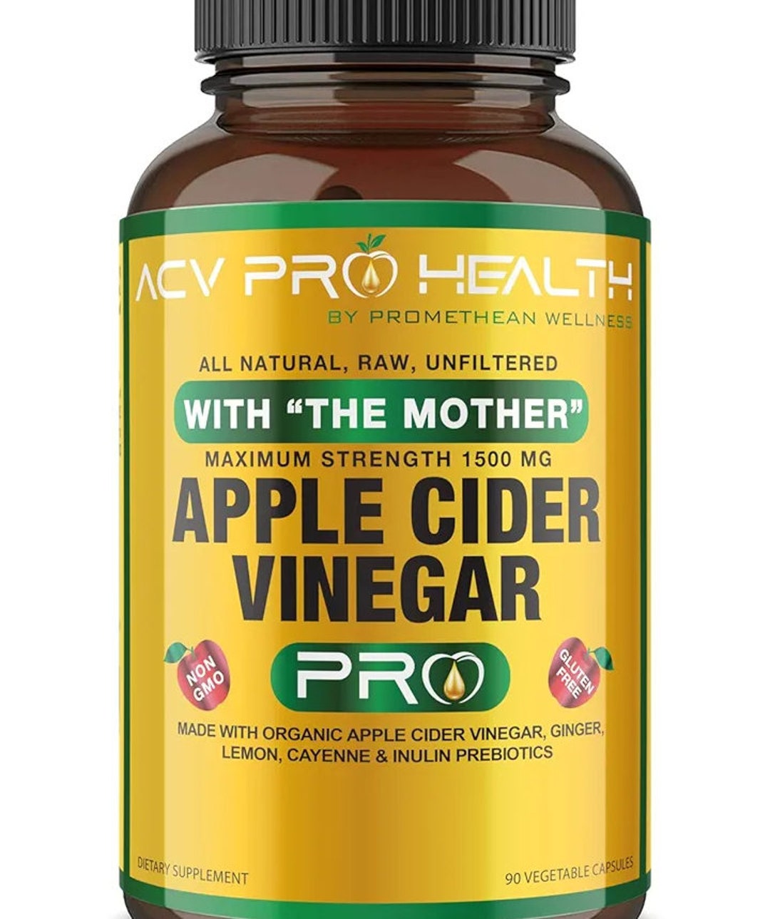 ACV Pro Apple Cider Vinegar Capsules Certified Organic With Mother ACV ...