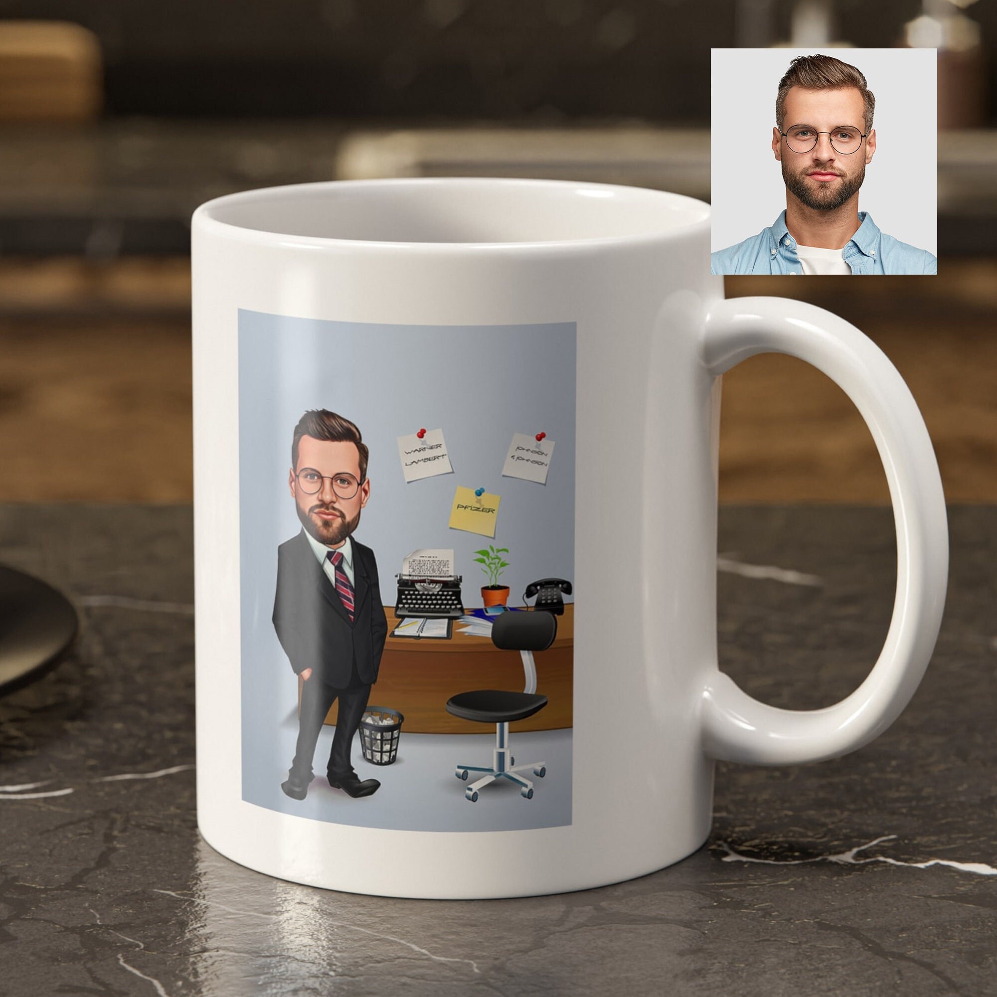 Office Worker Cartoon Mug, Funny Office Worker Gifts for Men, Custom ...