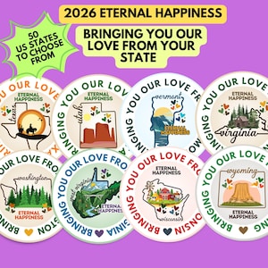 State Outline-bringing Our Love 2026 Eternal Happiness Button Pins ...