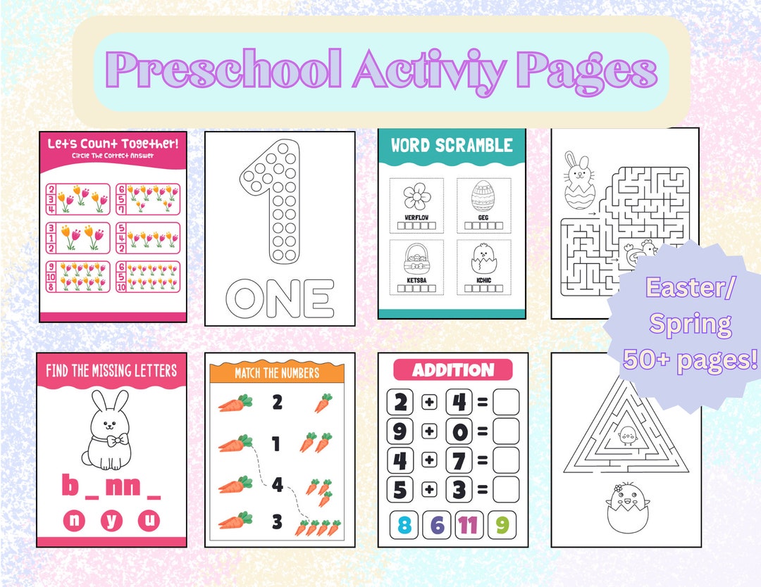 Preschool Spring Activity Pages DIGITAL DOWNLOAD Easter - Etsy