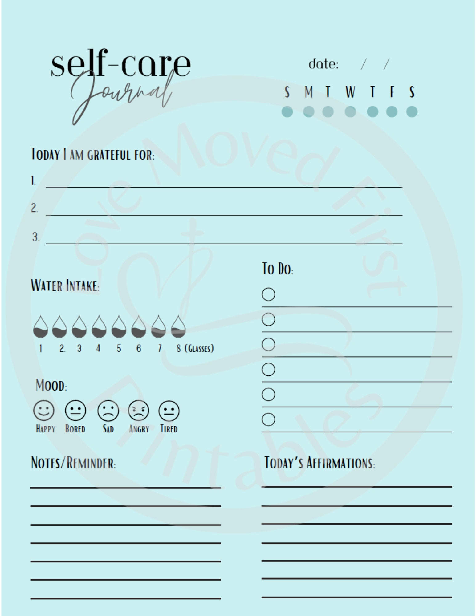 Self-care Journal Printable DIGITAL FILE 4 Color Options - Etsy