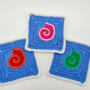 Seashell Granny Square, Crochet Blanket Motif, Summer Cushion Crochet ...