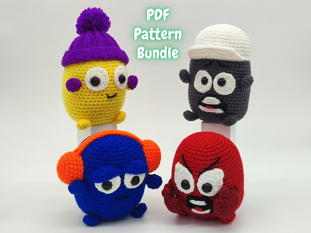 Eggy Emotions Amigurumi Bundle, 4 Digital Crochet Patterns, Emotional ...