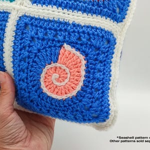 Seashell Granny Square, Crochet Blanket Motif, Summer Cushion Crochet ...
