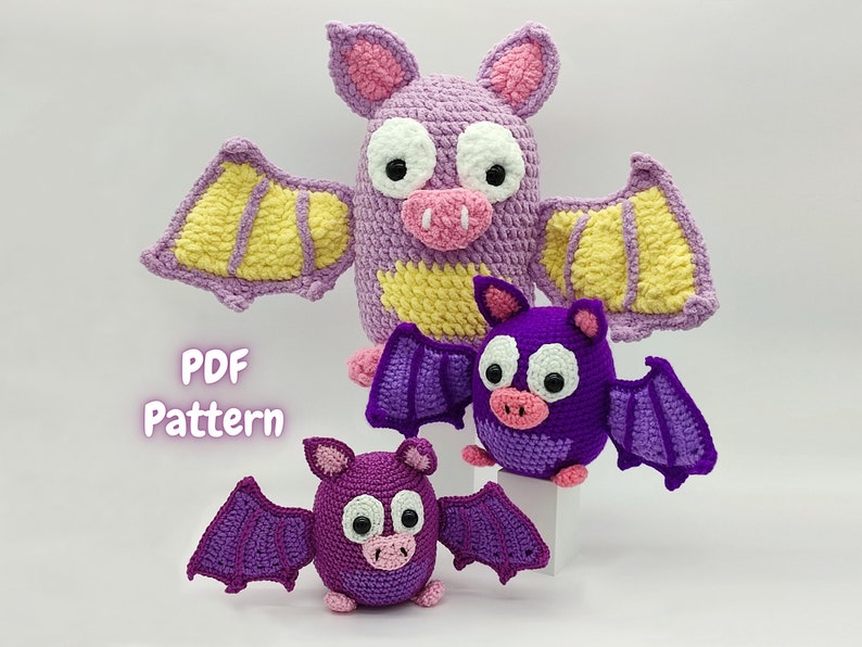 Bat Amigurumi Crochet Pattern for Halloween, Chubby Plush Toy, Spooky ...