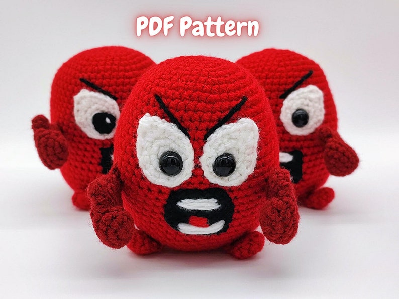 Angry Emoji Crochet Pattern, Communication Aid, Emotional Support ...