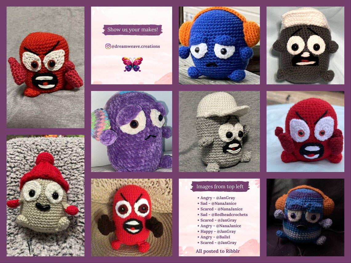 Eggy Emotions Amigurumi Bundle, 4 Digital Crochet Patterns, Emotional ...