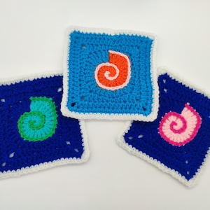 Seashell Granny Square, Crochet Blanket Motif, Summer Cushion Crochet ...