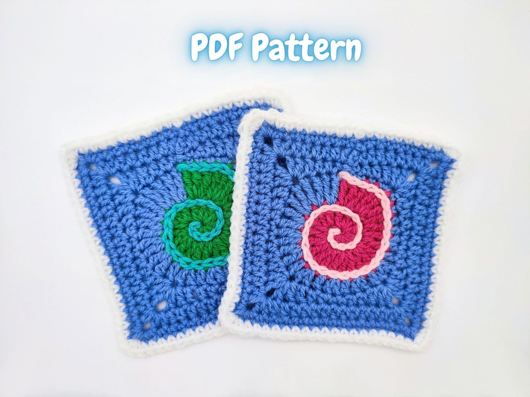 Seashell Granny Square, Crochet Blanket Motif, Summer Cushion Crochet ...