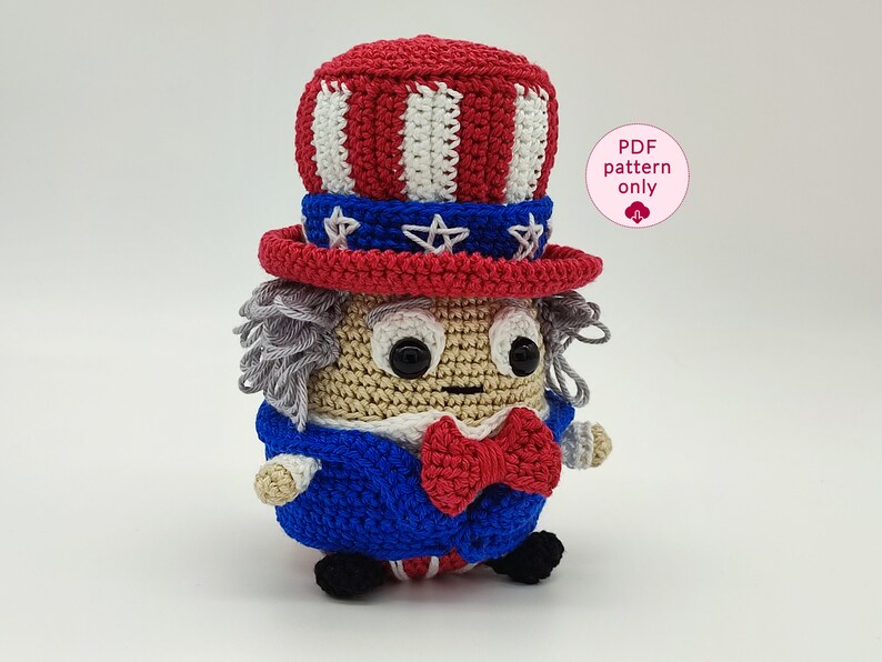 Uncle Sam Amigurumi, Independence Day Crochet Pattern, Fourth of July ...