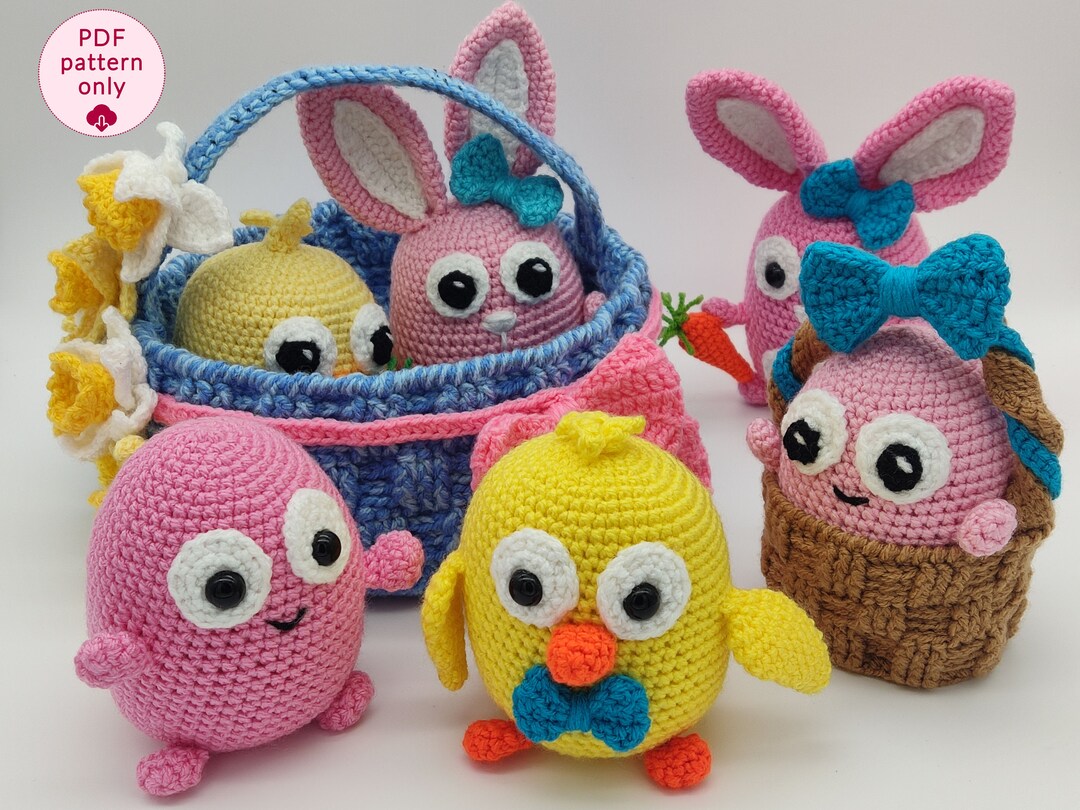 Eggy Easter Amigurumi Bundle, 4 Digital Crochet Patterns, Easter Egg ...