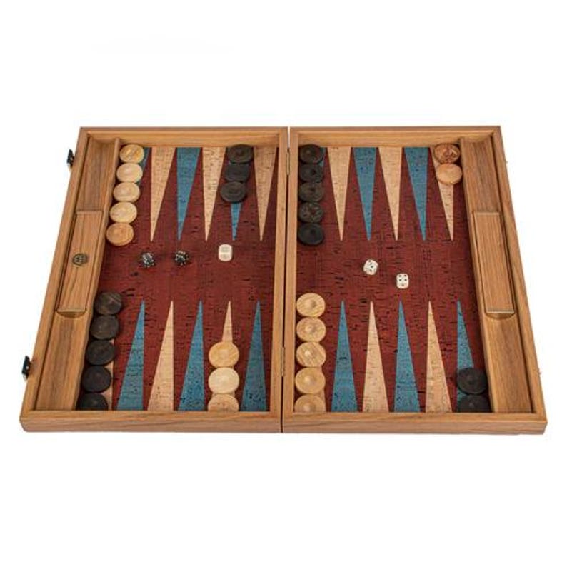 Red Natural Cork Backgammon Set With Oak Wood Checkers - Etsy