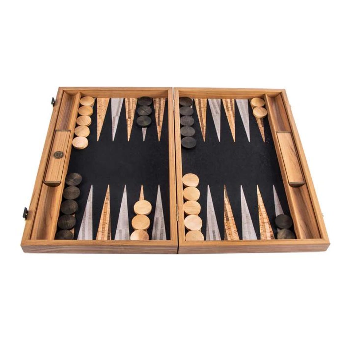 Black Natural Cork Backgammon Set With Cases and Oak Wooden Checkers - Etsy