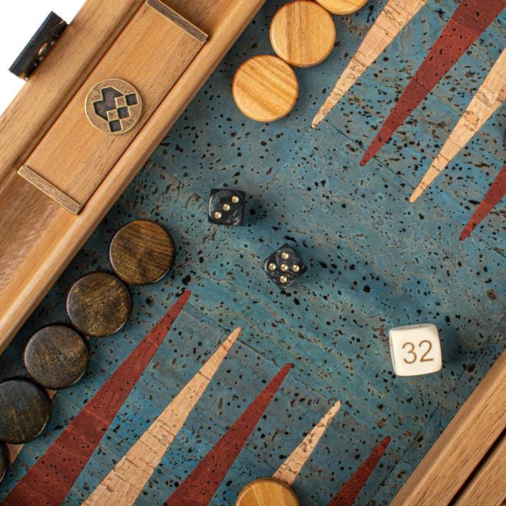 Turquoise Natural Cork Backgammon Set With Oak Wooden Checkers - Etsy