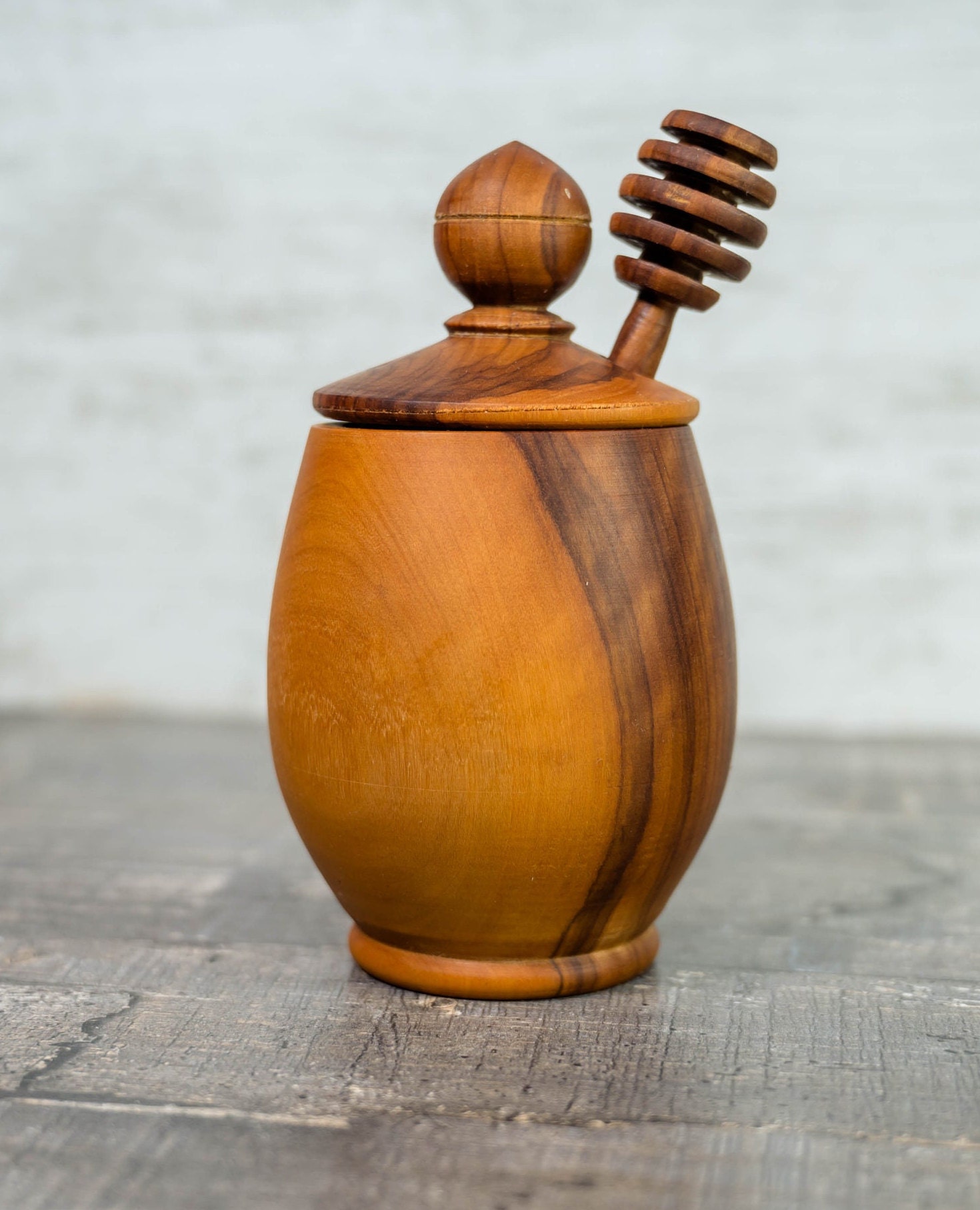 Wooden Honey Pot With Honey Stick - Etsy