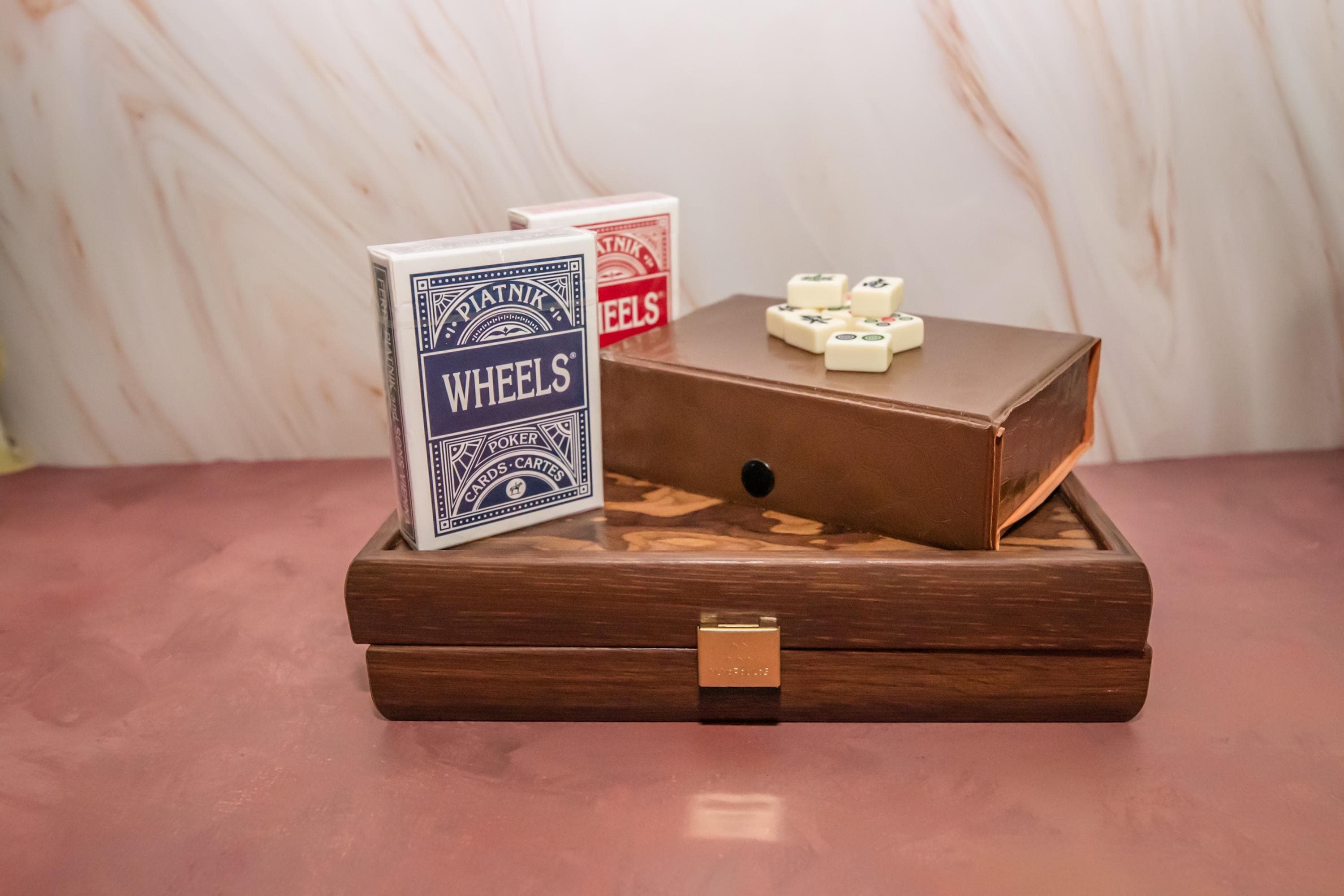 Mahjong Set With Playing Cards in Walnut Wooden Box - Etsy