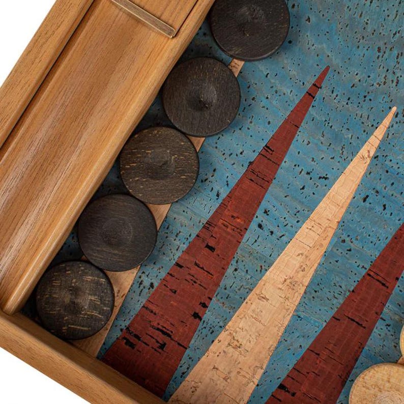 Turquoise Natural Cork Backgammon Set With Oak Wooden Checkers - Etsy