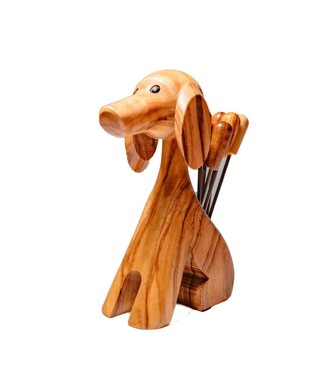 Wooden Dog With Six Forks - Set for Snacks - Etsy