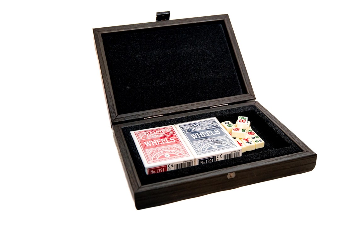 Mahjong Set With Playing Cards in Walnut Wooden Box - Etsy