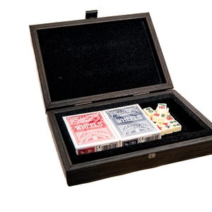 Mahjong Set With Playing Cards in Walnut Wooden Box - Etsy