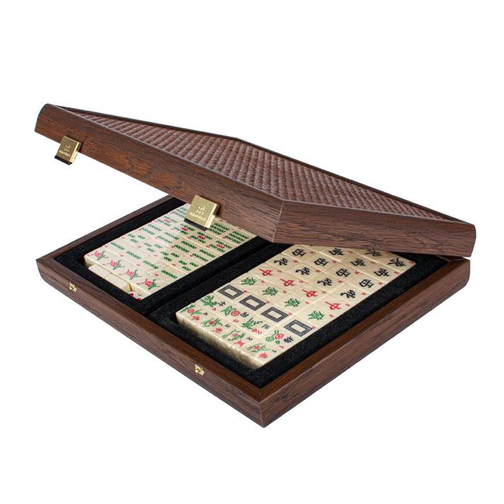 Mahjong Tiles Set in Dark Brown Straw Wooden Case - Etsy