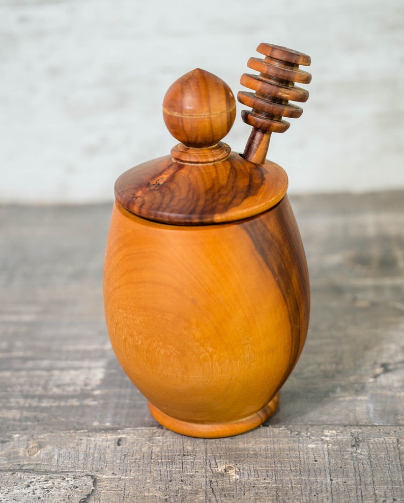 Wooden Honey Pot With Honey Stick - Etsy