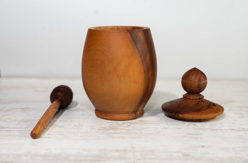 Wooden Honey Pot With Honey Stick - Etsy
