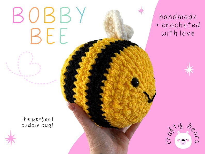 Bobby Bee Buddy Handmade Plushie for Honey-sweet Cuddles Crochet ...