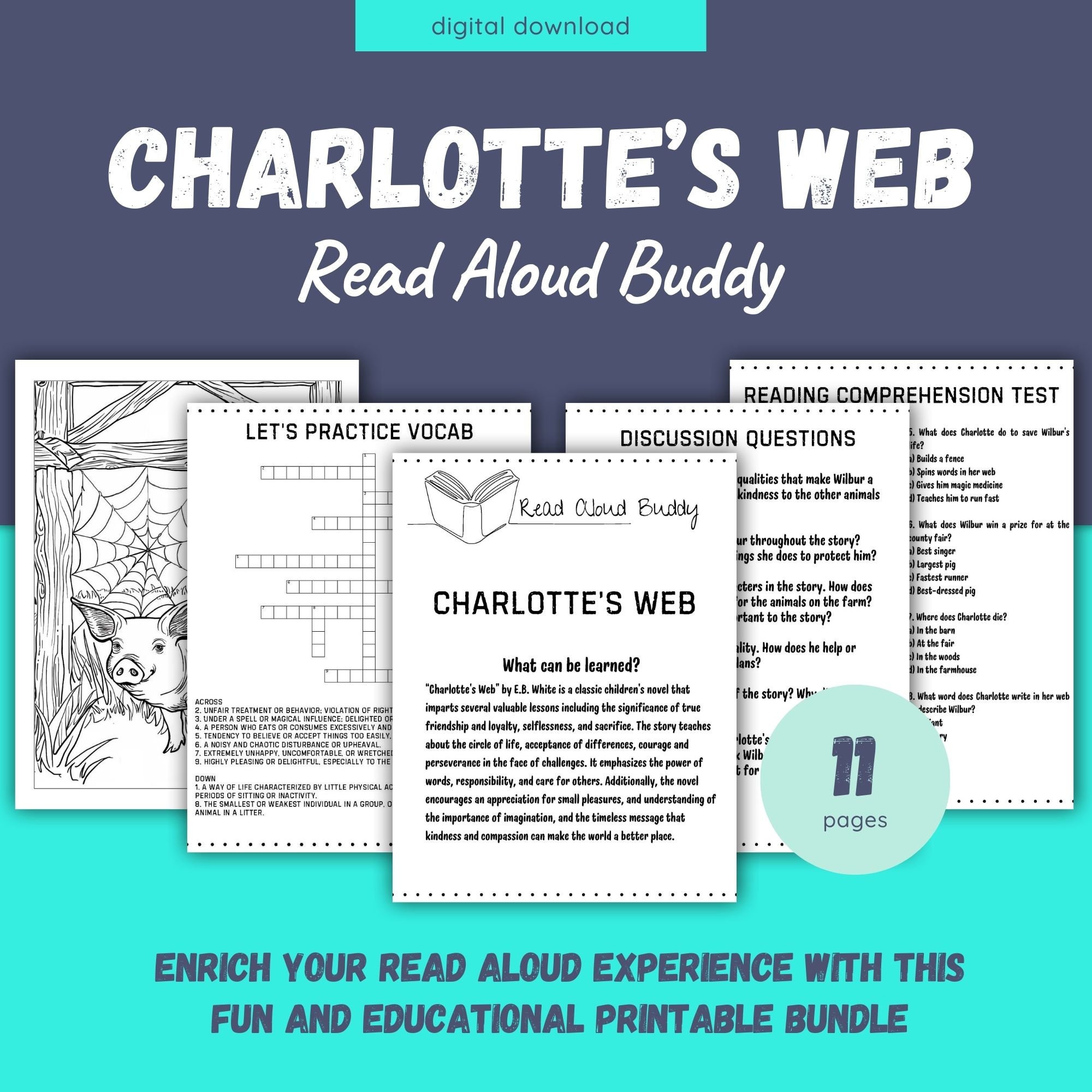 Charlotte's Web Read Aloud Buddy | Comprehension, Vocabulary ...