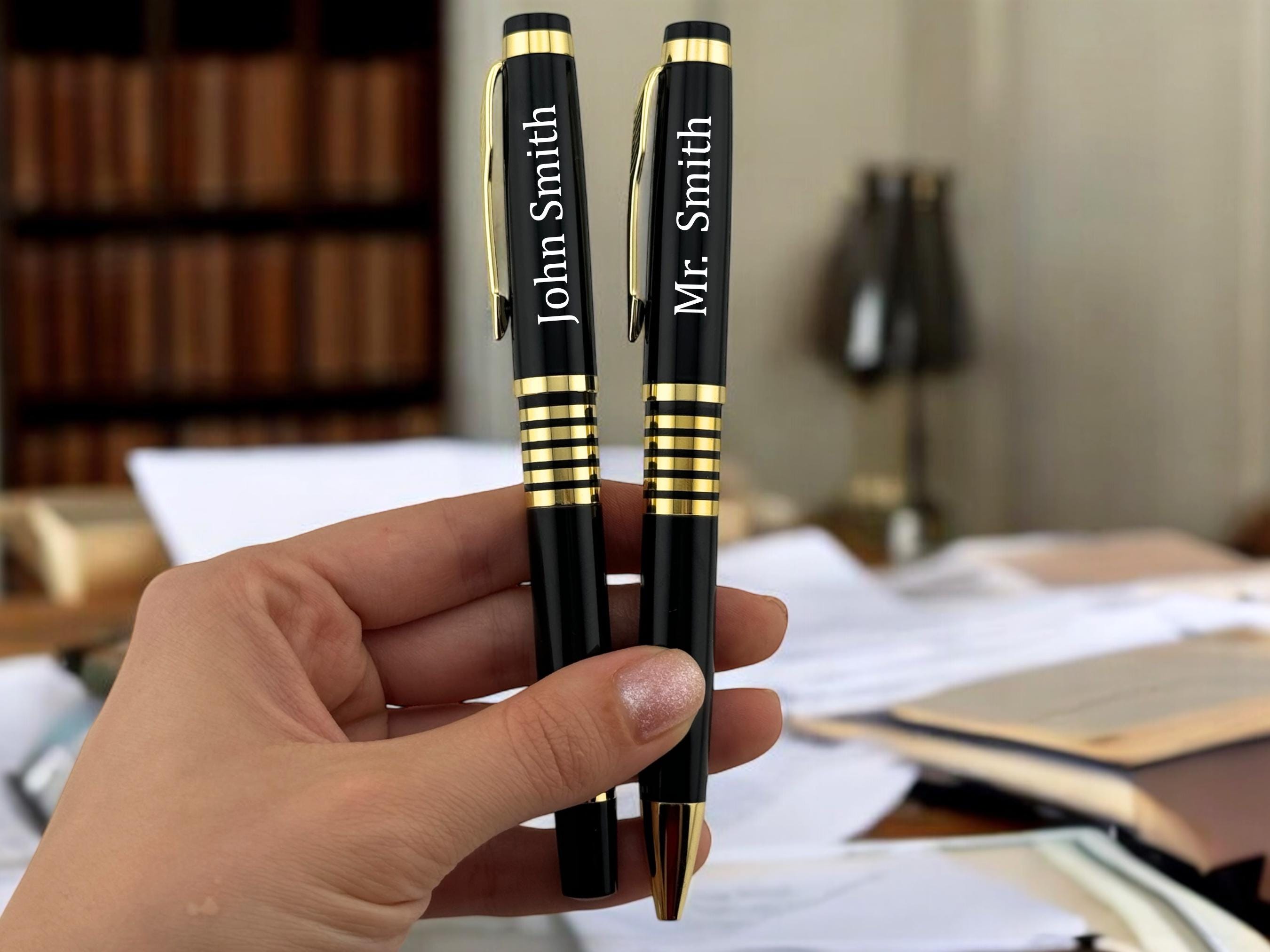 Engraved Black Gold Trim Pen Set, Personalized Pilot Gift, Captain ...