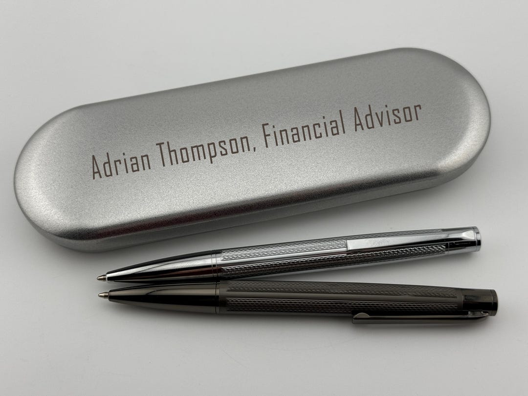 Personalized Ribbed Ball Pen Set, Custom Pen Set, CPA Gift, Gift for ...