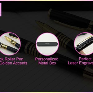 Personalized Black Roller Pen in Custom Box, Veterans Day Gift, Custom ...