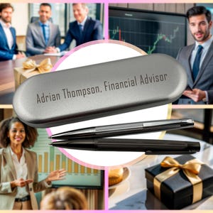 Personalized Ribbed Ball Pen Set, Custom Pen Set, CPA Gift, Gift for ...