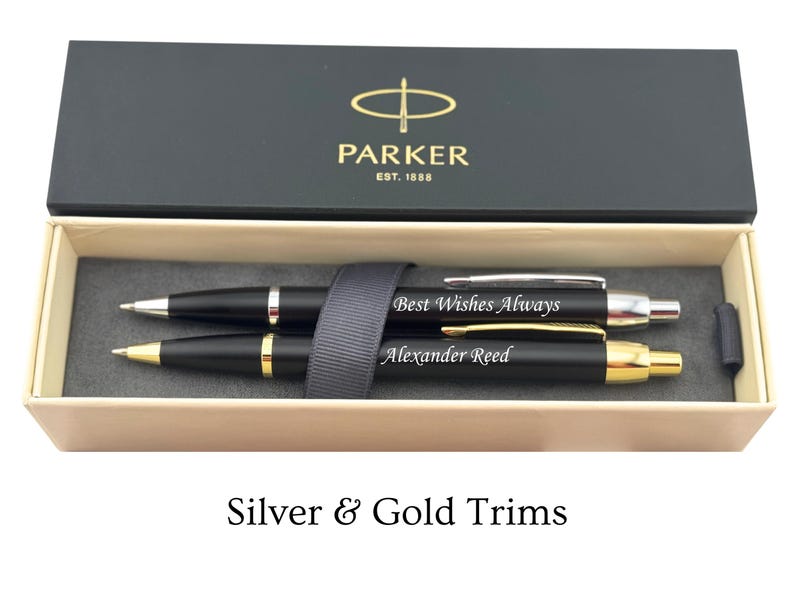 Engraved Parker Pen – Gold Silver Trim, Custom Personalized Gift - Etsy