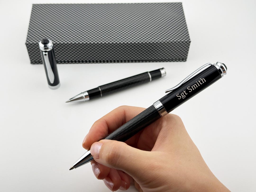 Personalized Carbon Fiber Pen Set – Rollerball & Ballpoint – Engraved ...