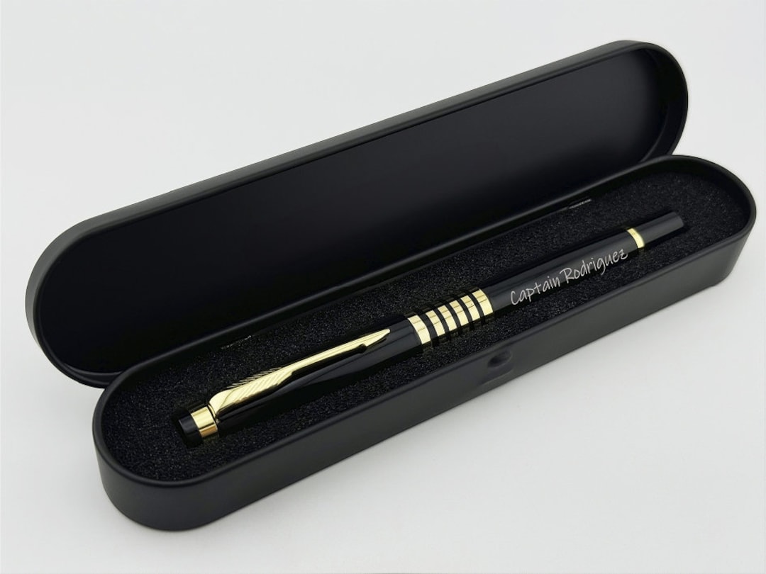 Personalized Black Roller Pen in Custom Box, Veterans Day Gift, Custom ...