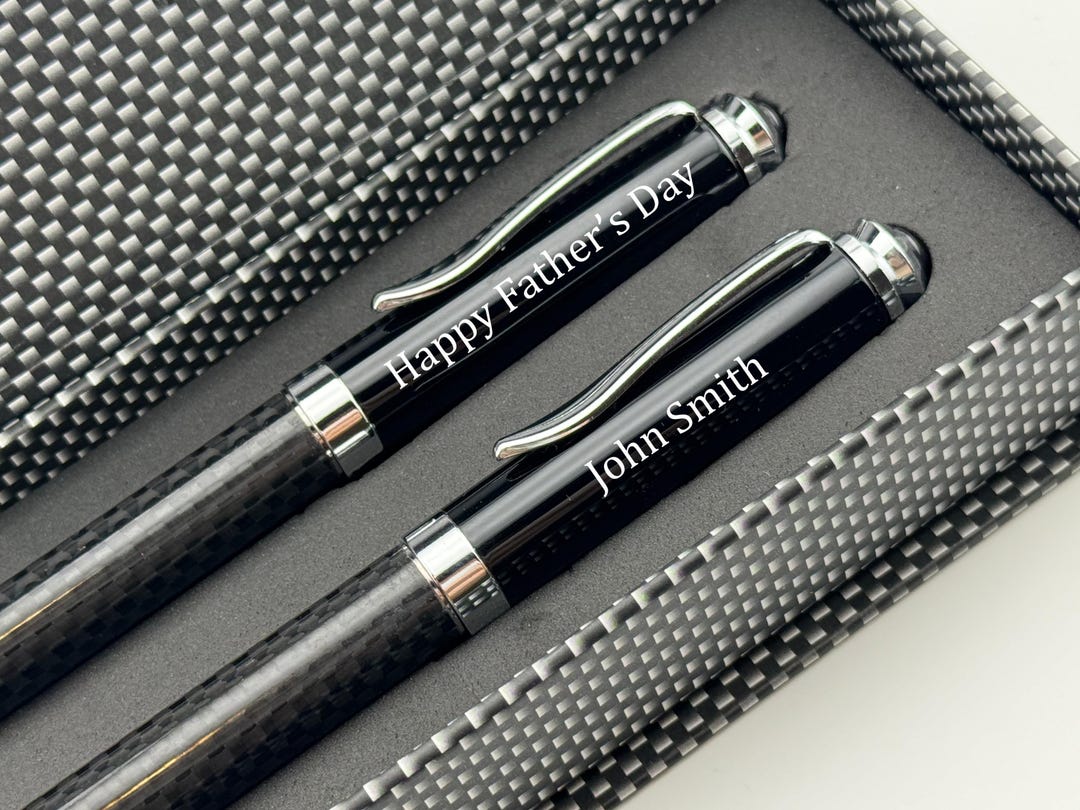 Custom Engraved Carbon Fiber Pen Set in Gift Box – Personalized ...